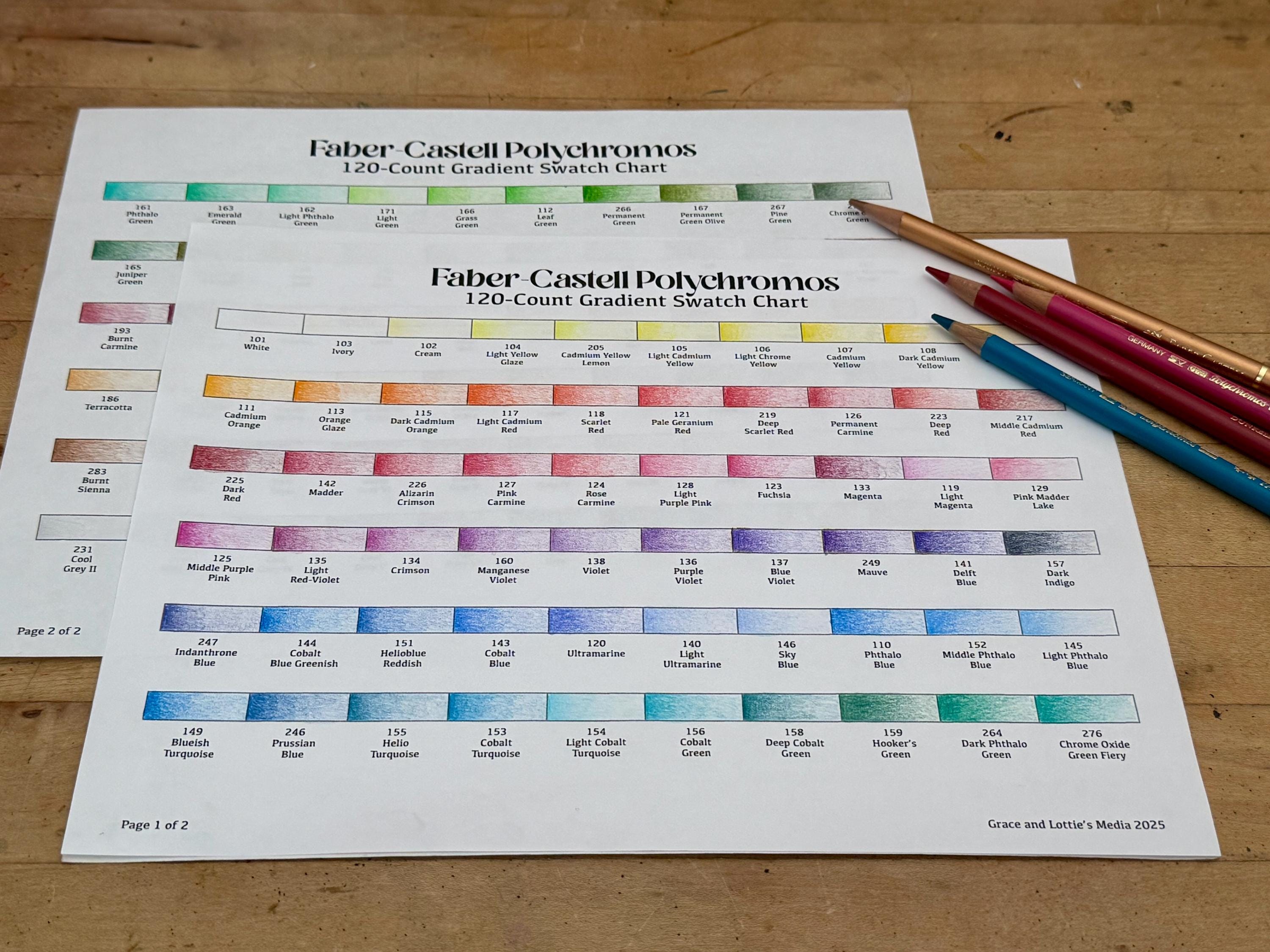 Faber-castell Polychromos 120-count Gradient Swatch Chart - Etsy