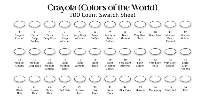 Crayola Colors of the World 100-count Swatch Sheet - Etsy