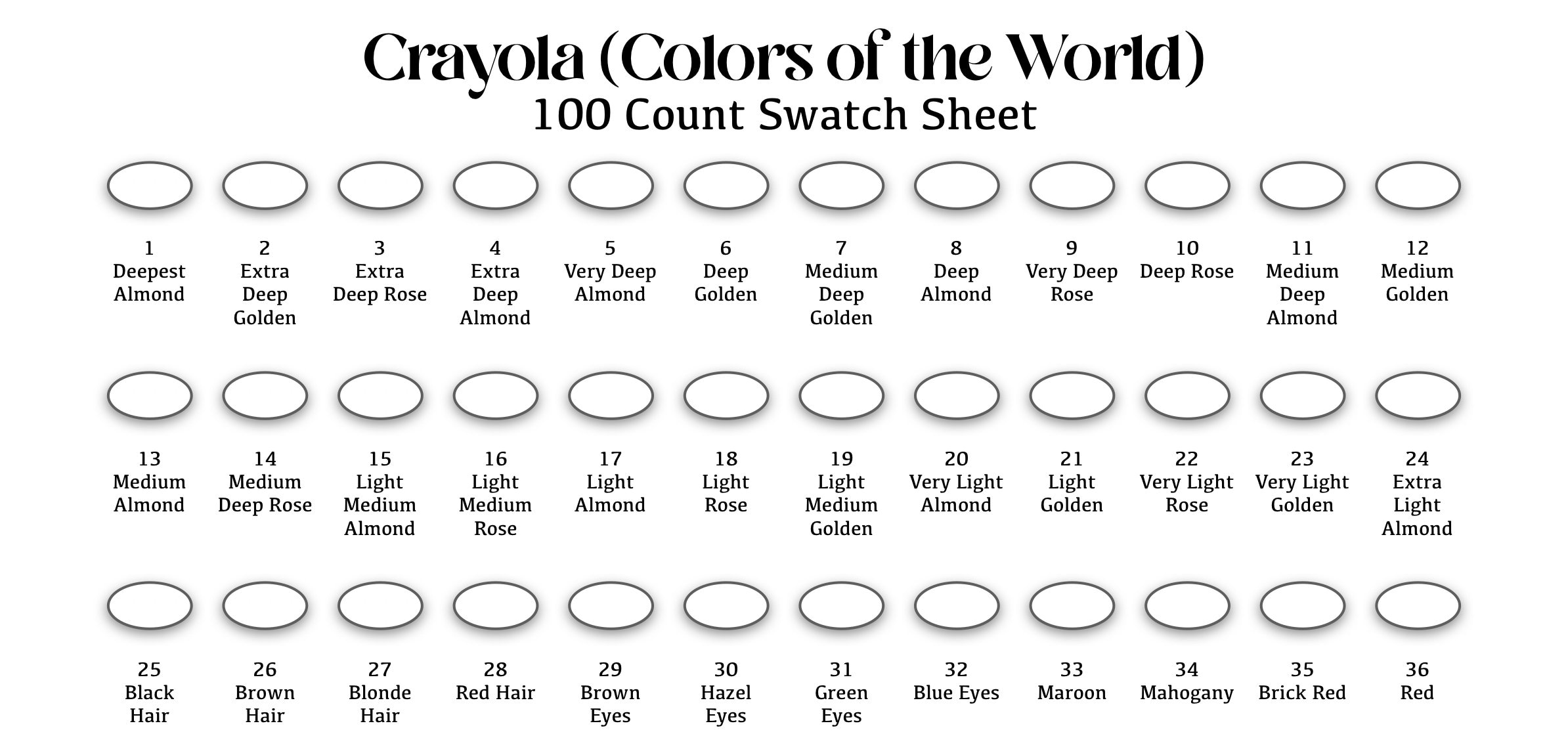 Crayola Colors of the World 100-count Swatch Sheet - Etsy