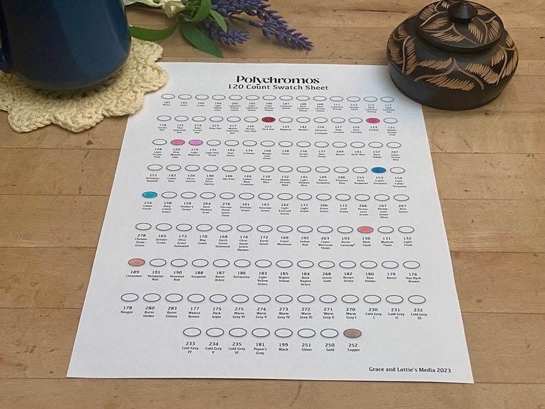 Faber-castell Polychromos 120-count Swatch Chart - Etsy