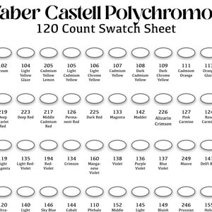 Faber-castell Polychromos 120-count Swatch Chart - Etsy