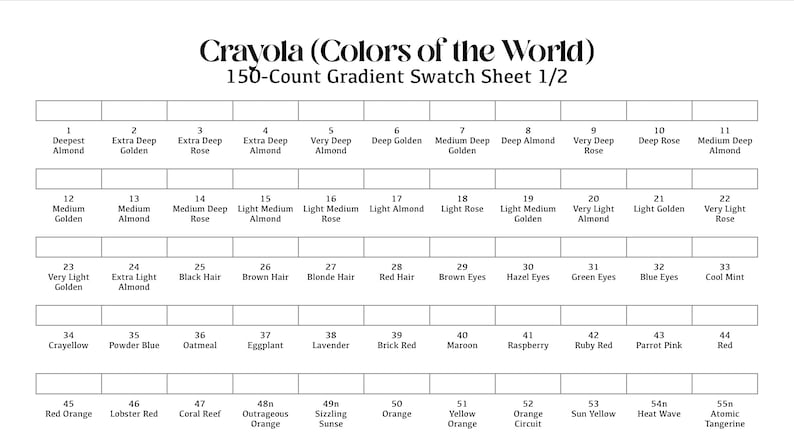 Crayola Colors of the World 150-count Gradient Swatch Sheet - Etsy