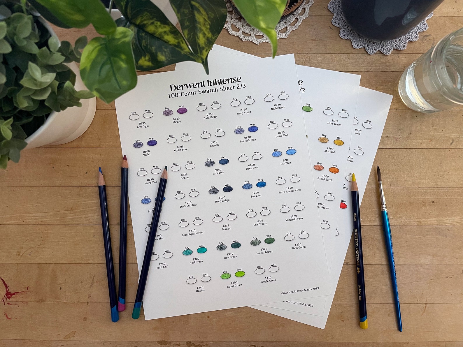 Derwent Inktense 100-count Swatch Sheet - Etsy
