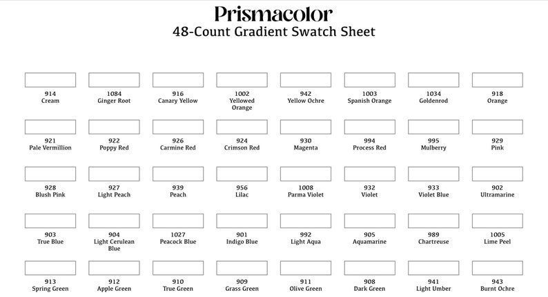 Prismacolor 48-count Gradient Swatch Sheet - Etsy