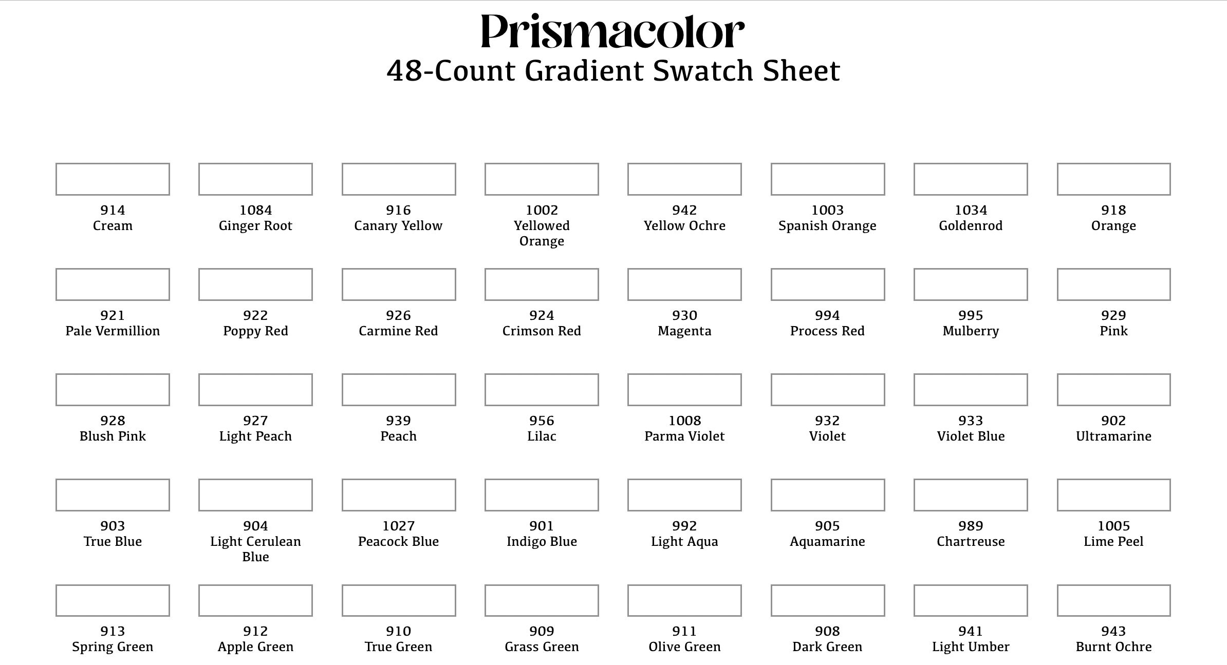 Prismacolor 48-count Gradient Swatch Sheet - Etsy