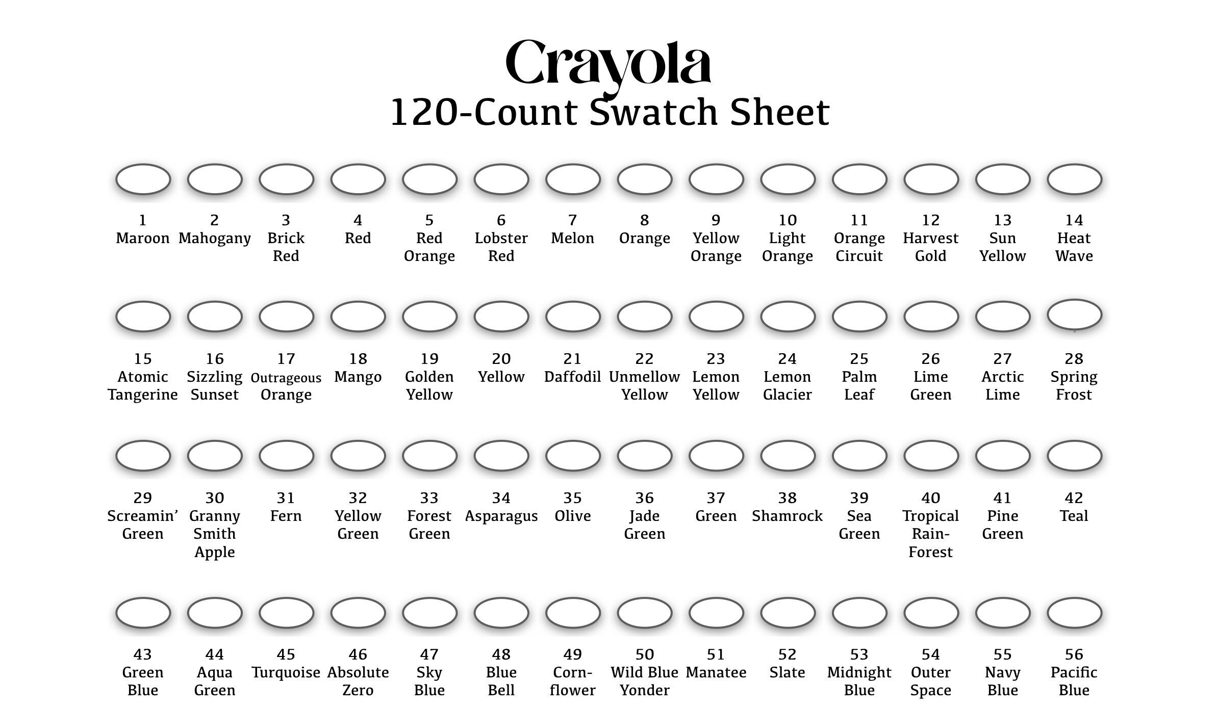 Crayola 120-count Swatch Sheet - Etsy