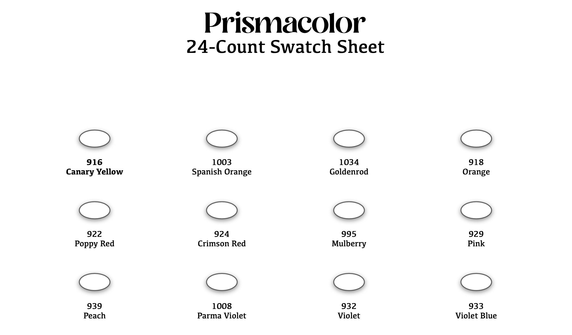 Prismacolor 24-count Swatch Sheet - Etsy