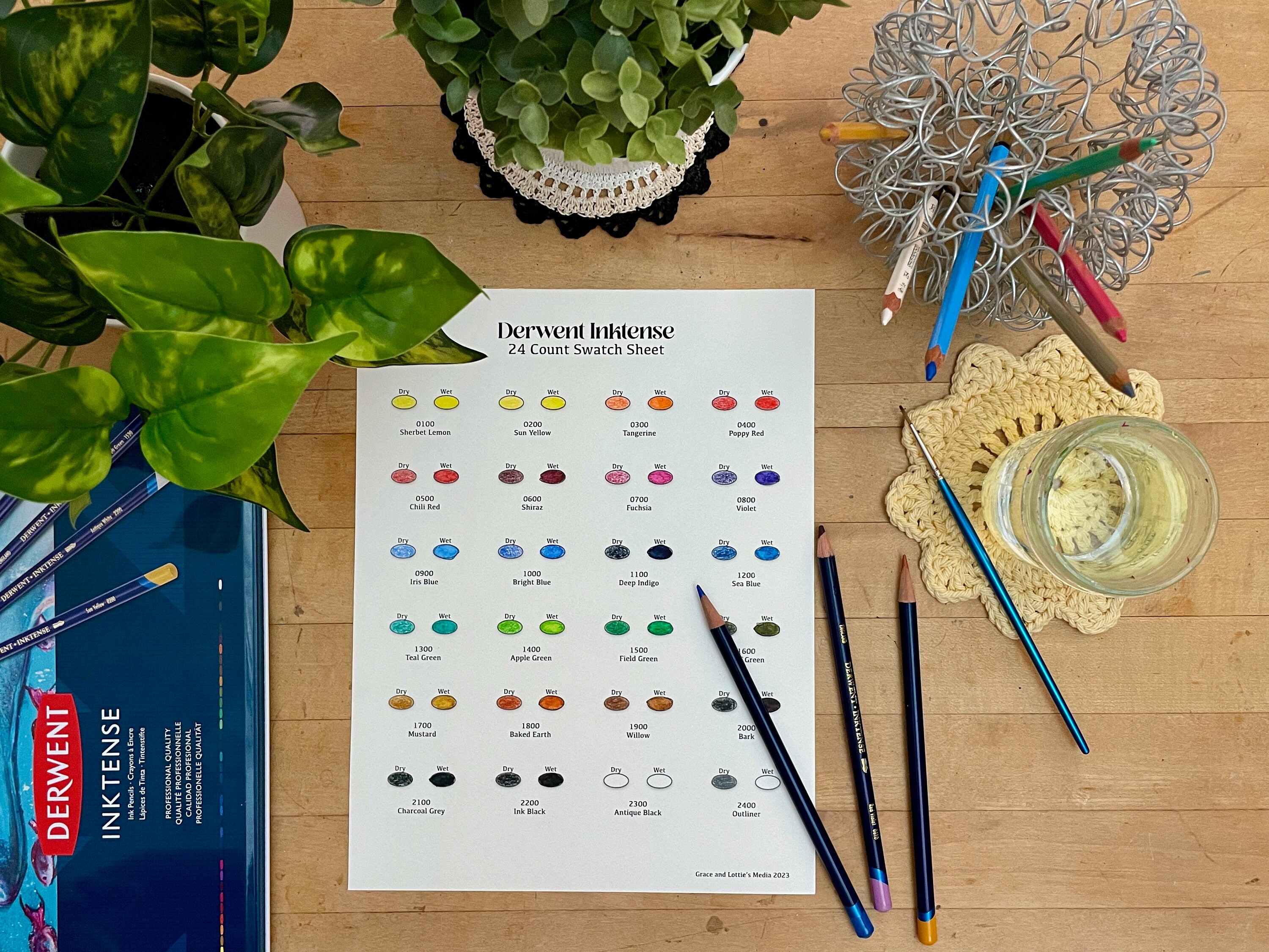 Derwent Inktense 24-count Swatch Sheet - Etsy