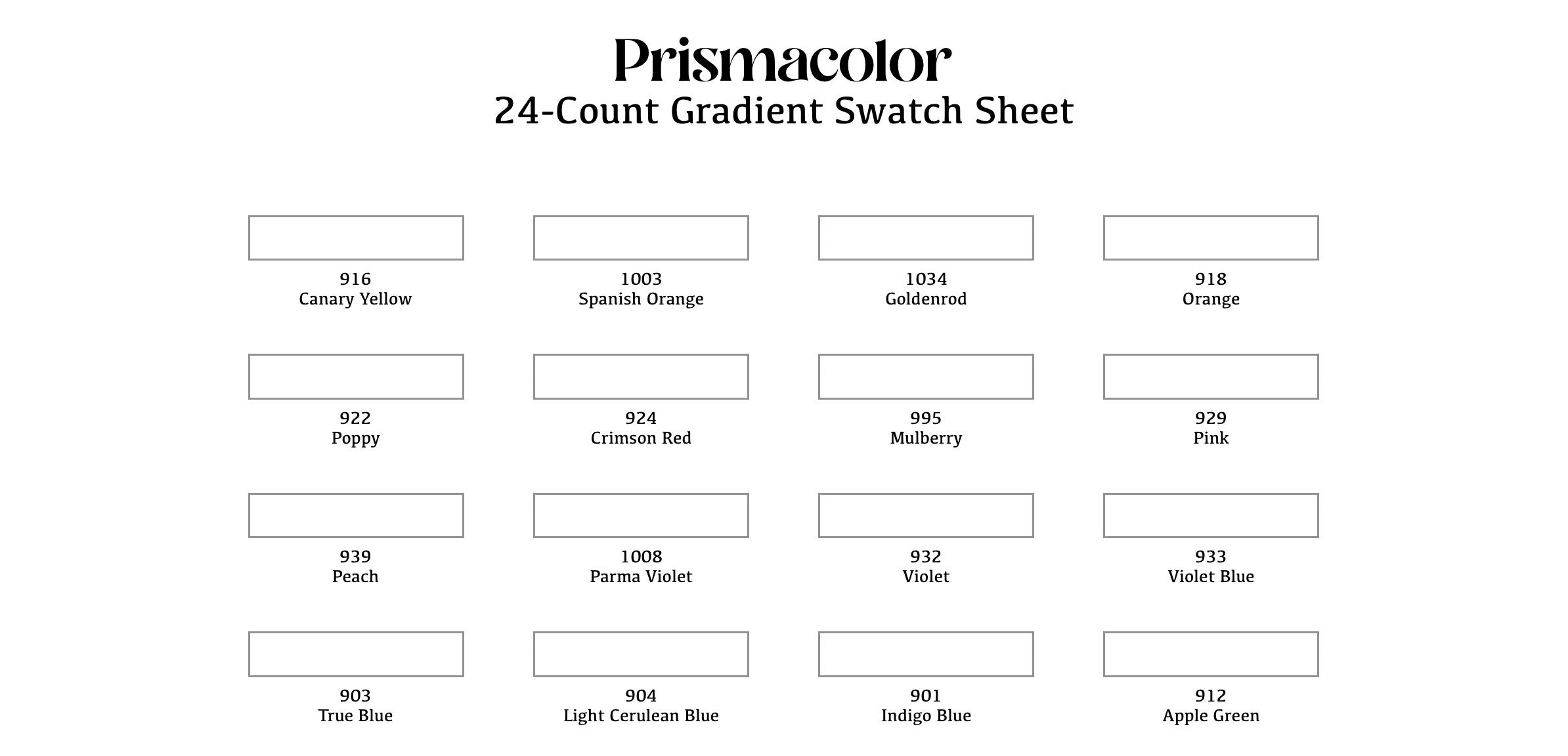 Prismacolor 24-count Gradient Swatch Sheet - Etsy