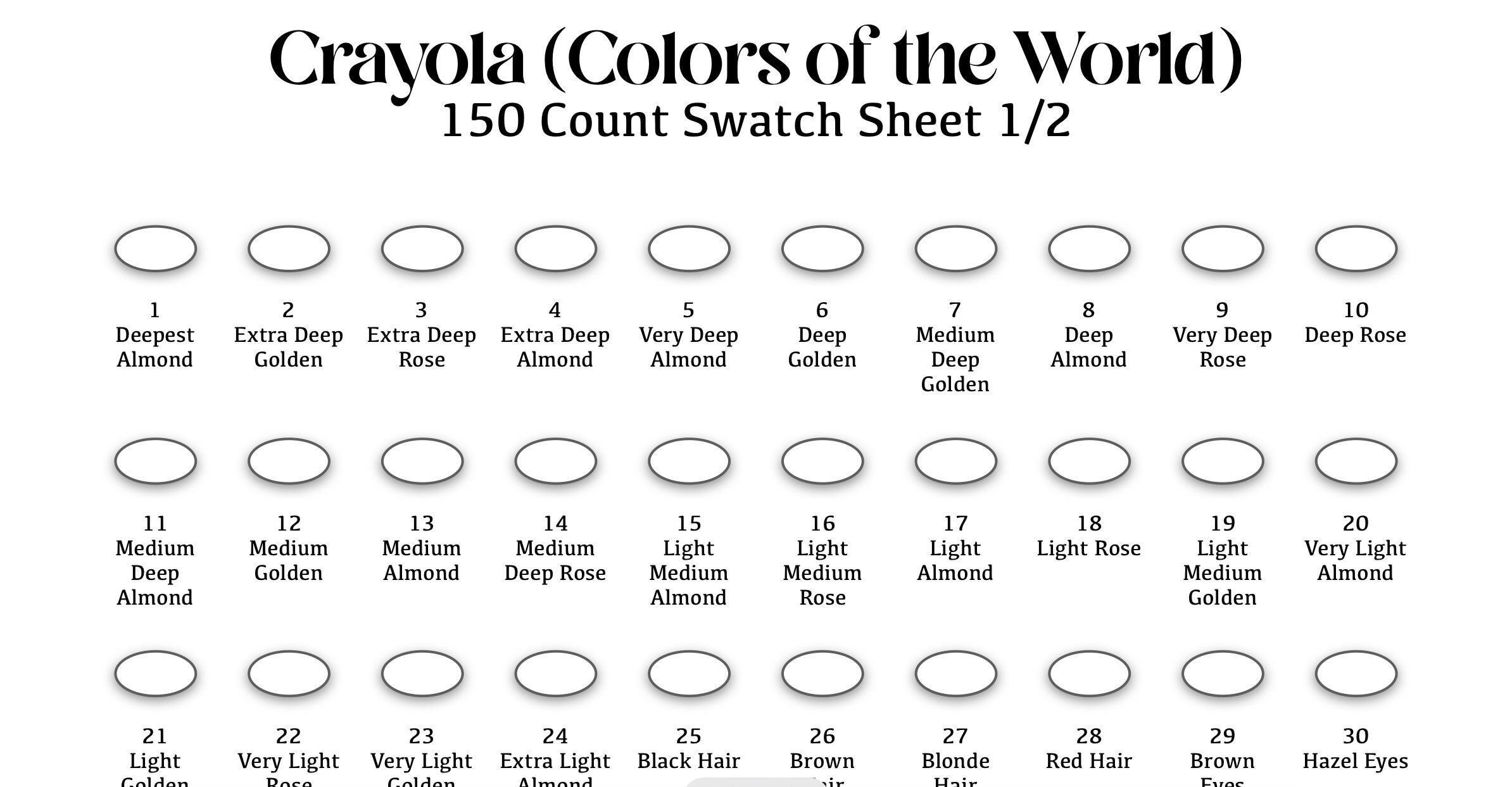 Crayola Colors of the World 150-count Swatch Sheet - Etsy