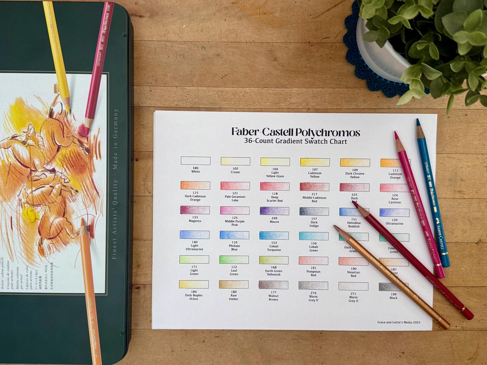 Faber-castell Polychromos 36-count Gradient Swatch Chart - Etsy