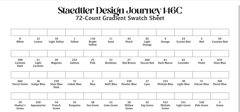 Staedtler Design Journey 146C 72-count Gradient Swatch Sheet - Etsy