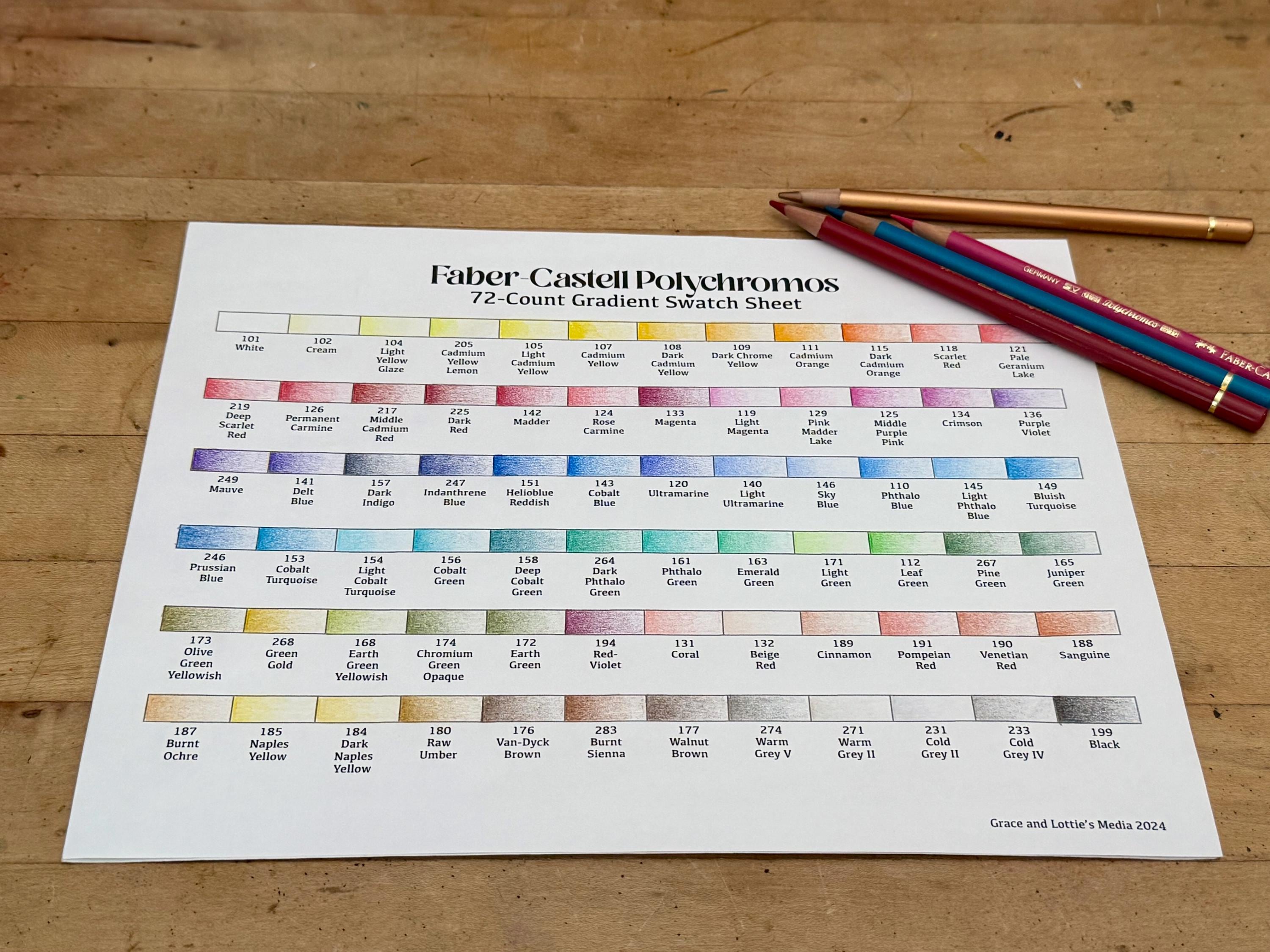 Faber-castell Polychromos 72-count Gradient Swatch Chart - Etsy