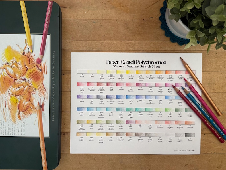 Faber-castell Polychromos 72-count Gradient Swatch Chart - Etsy