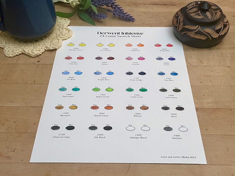 Derwent Inktense 24-count Swatch Sheet - Etsy