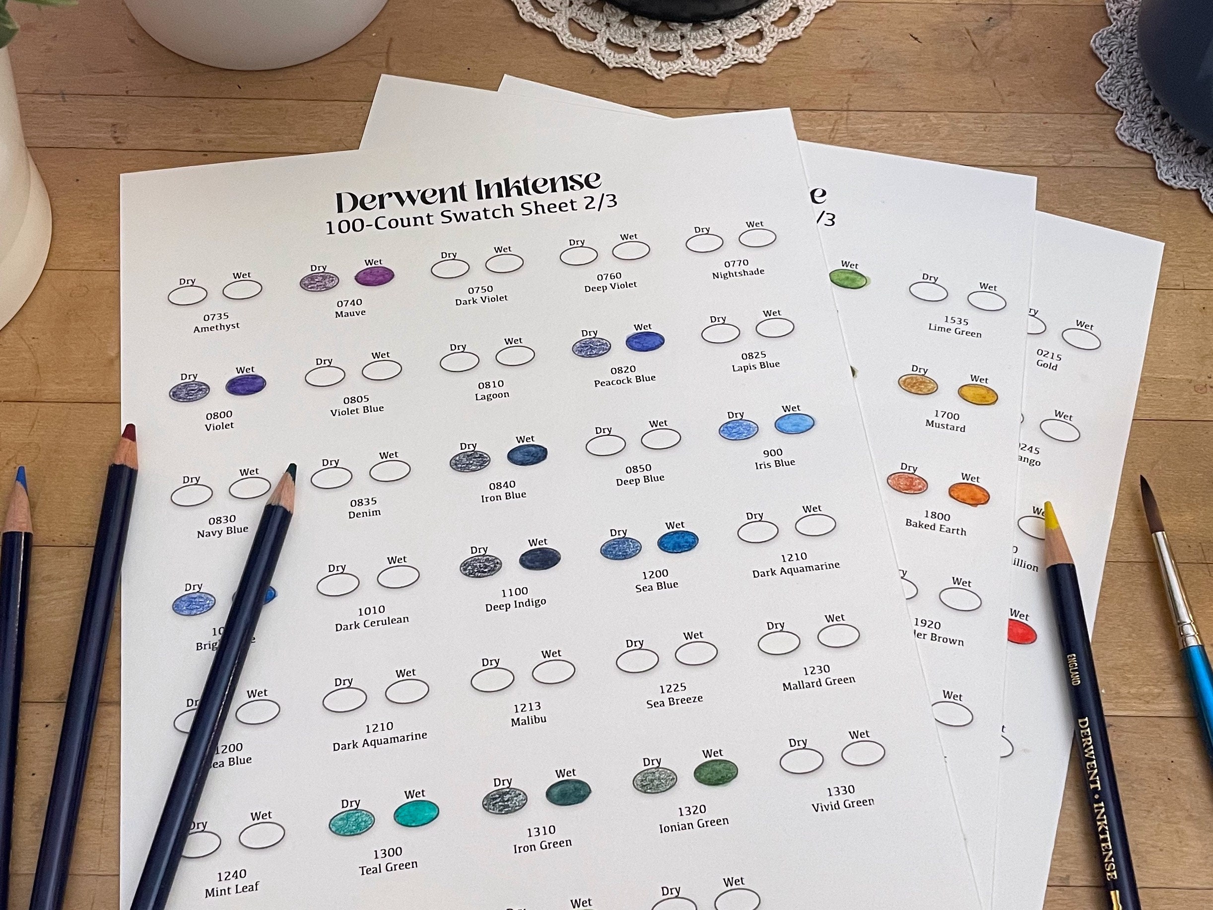 Derwent Inktense 100-count Swatch Sheet - Etsy