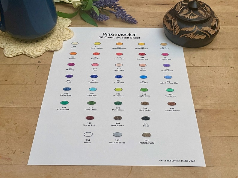 Prismacolor 36-count Swatch Sheet - Etsy