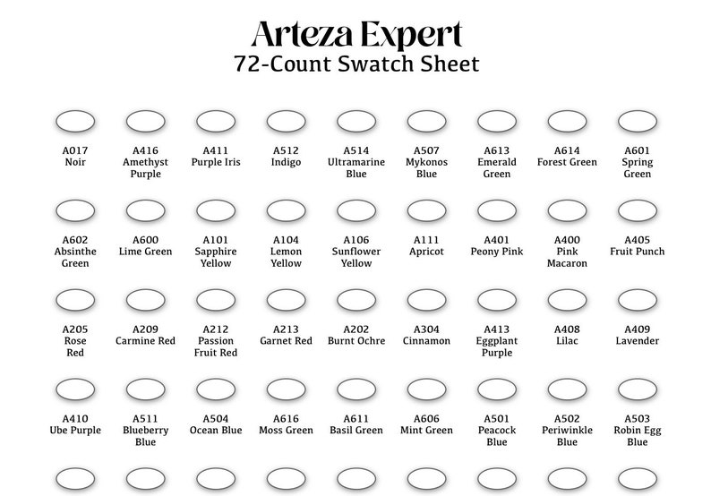 Arteza Expert (pro Series) 72-count Swatch Sheet - Etsy