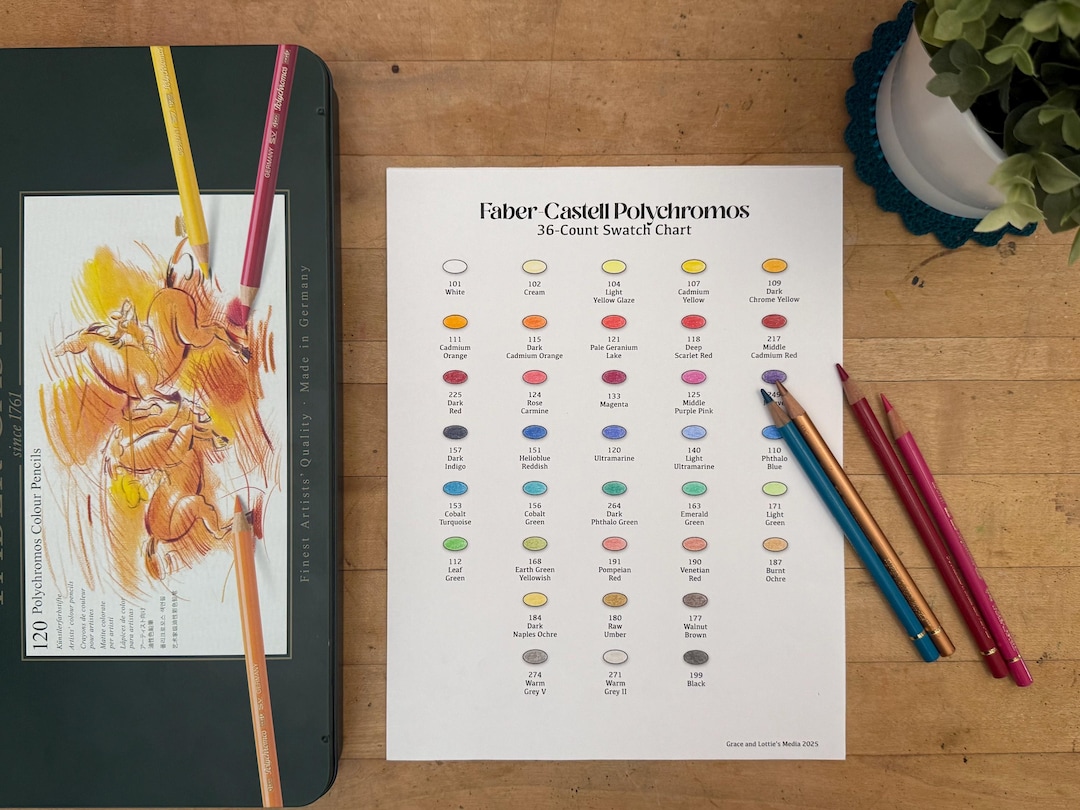 Faber-castell Polychromos 36-count Swatch Chart - Etsy