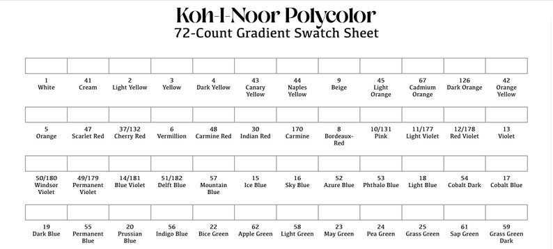 Koh-i-noor Polycolor 72-count Gradient Swatch Sheet - Etsy