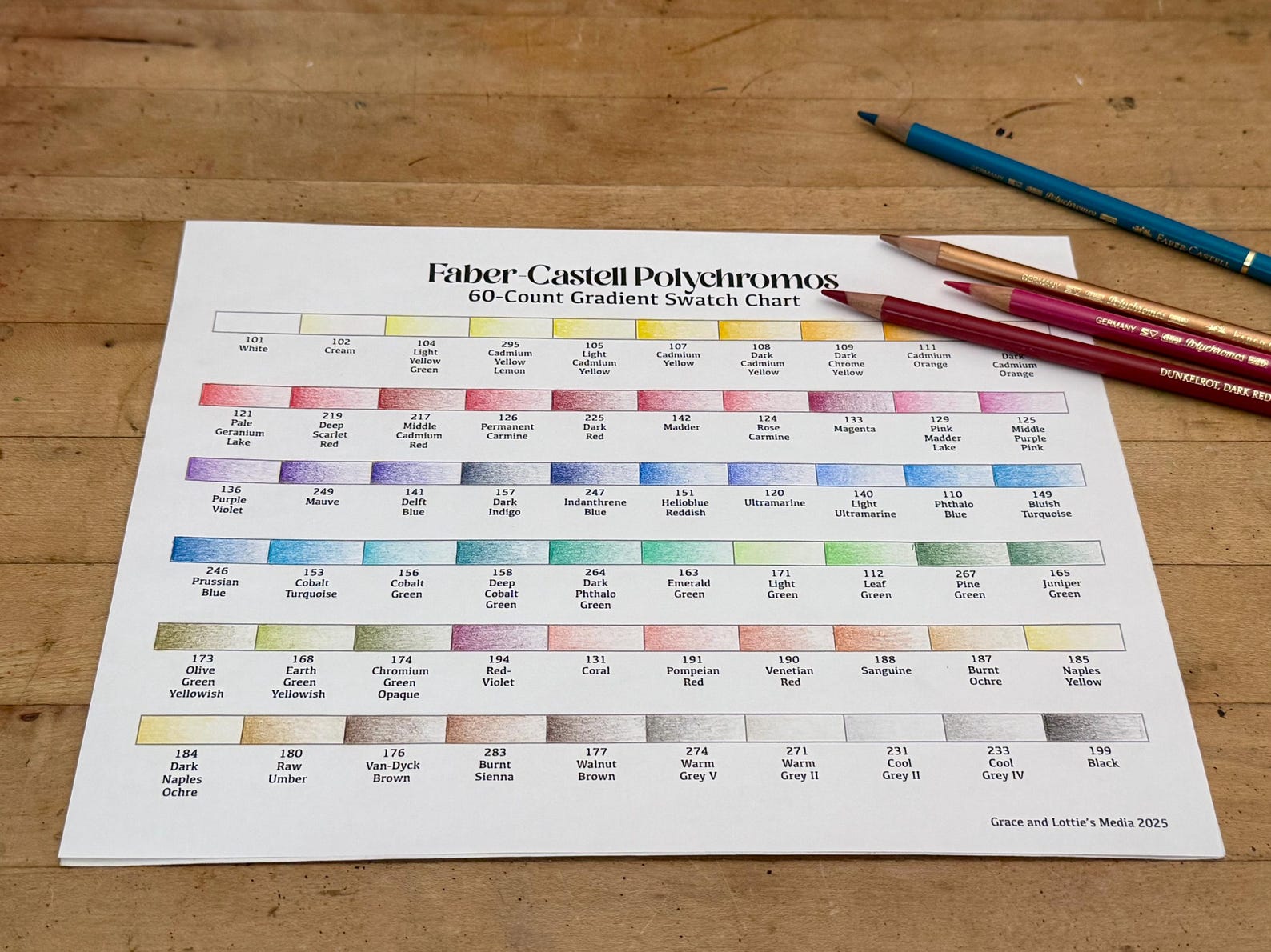 Faber-castell Polychromos 60-count Gradient Swatch Chart - Etsy