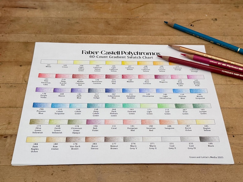 Faber-castell Polychromos 60-count Gradient Swatch Chart - Etsy