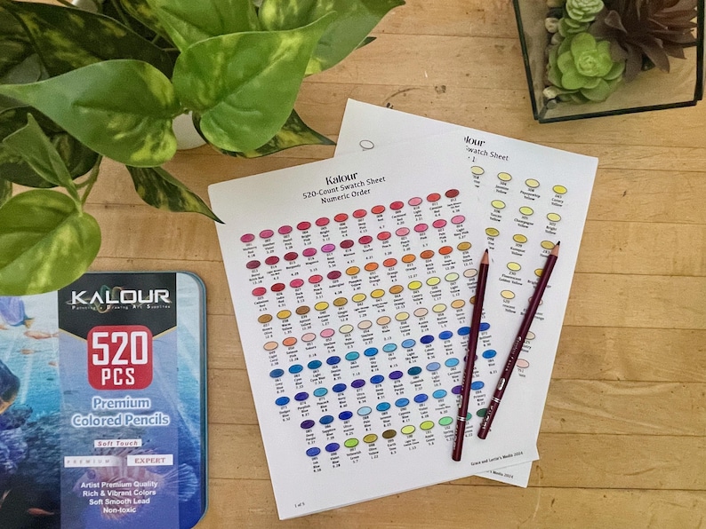 Kalour 520 Colored Pencil Swatch Chart (digital Download) - Etsy