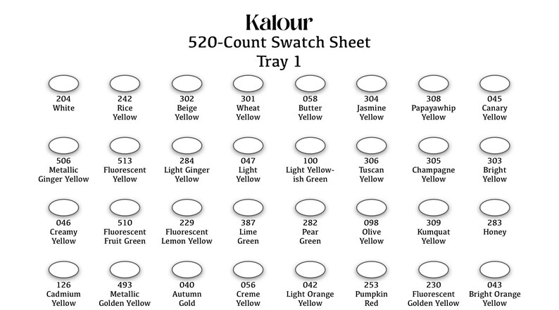 The Best Kalour 520 Swatch Sheet Set - Etsy