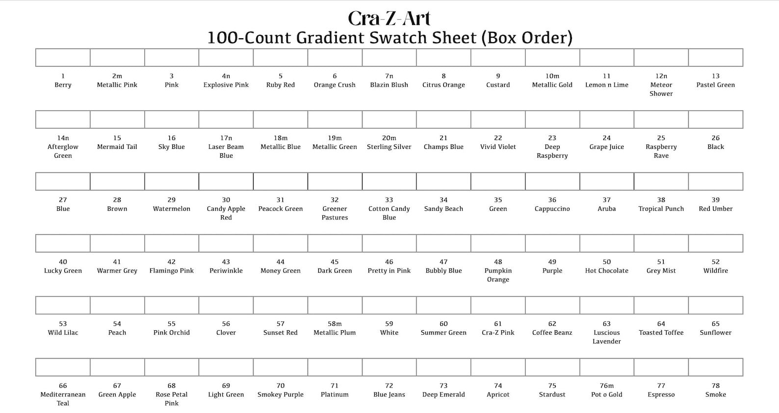Cra-z-art 100-count Gradient Swatch Sheets - Etsy