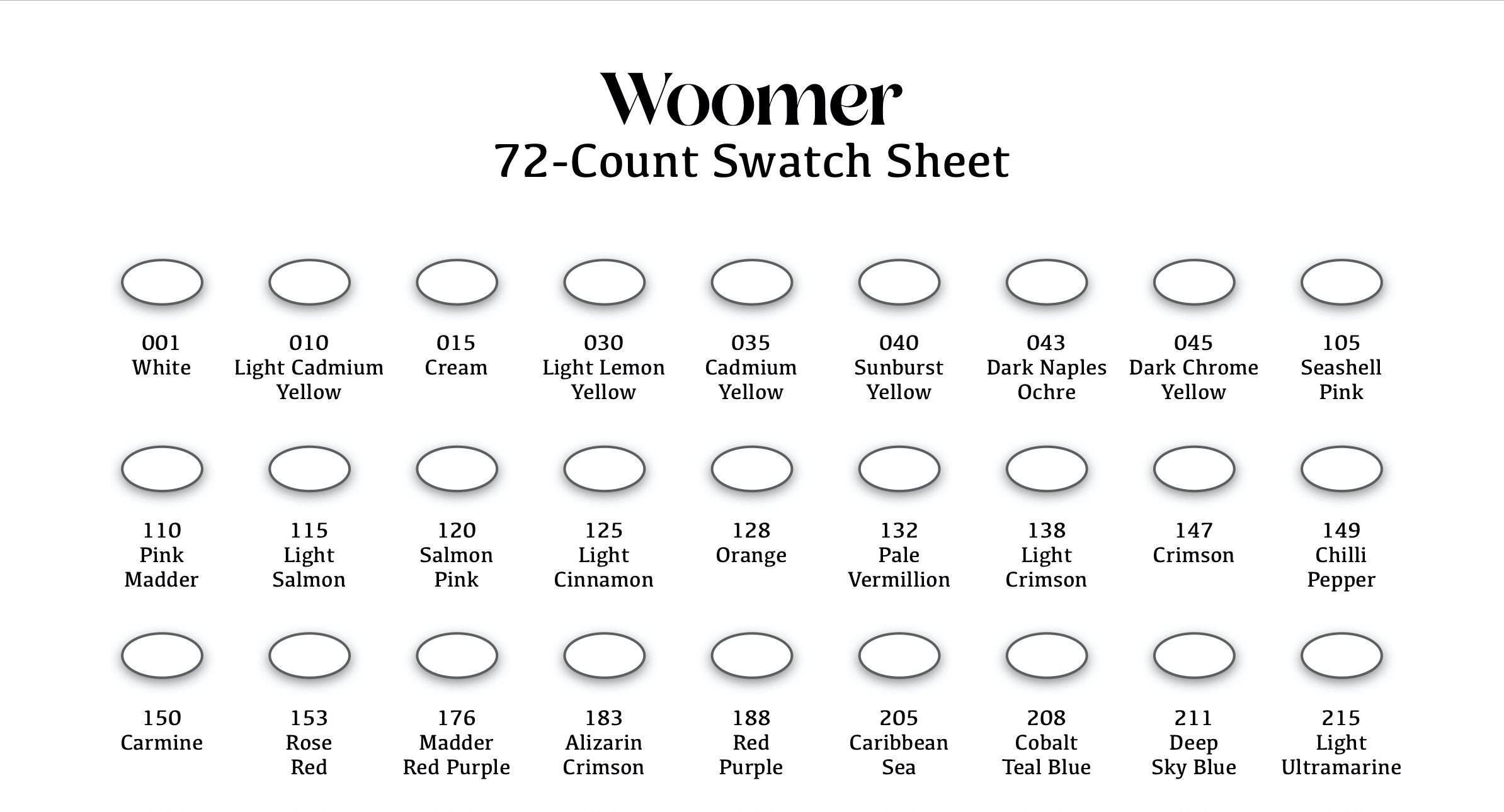 Woomer 72-count Colored Pencil Swatch Sheet - Etsy