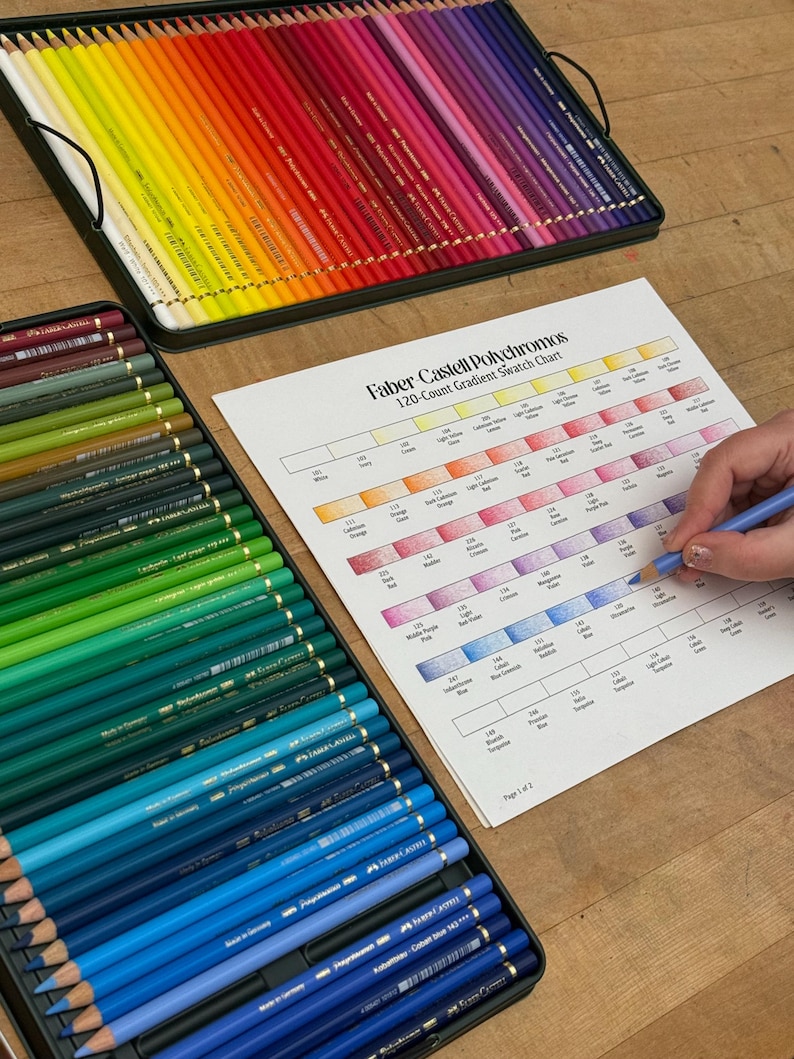 Faber-castell Polychromos 120-count Gradient Swatch Chart - Etsy