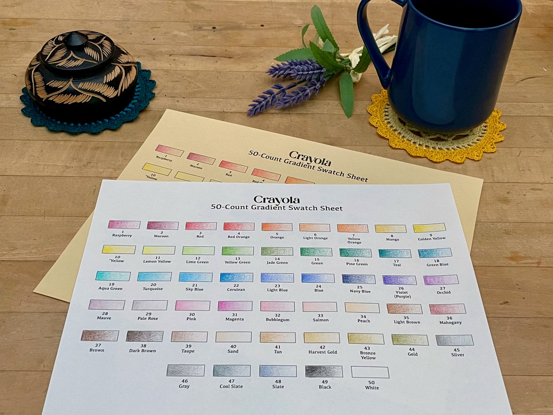 Crayola 50 Count Gradient Swatch Chart Printable PDF | Colored Pencil ...