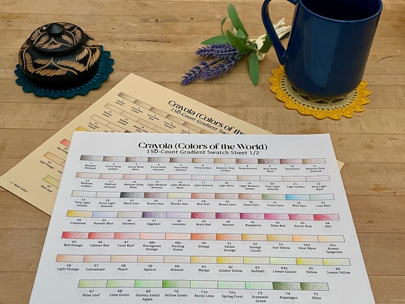 Printable Gradient Swatch Sheet for Crayola Colors of the World 150 ...