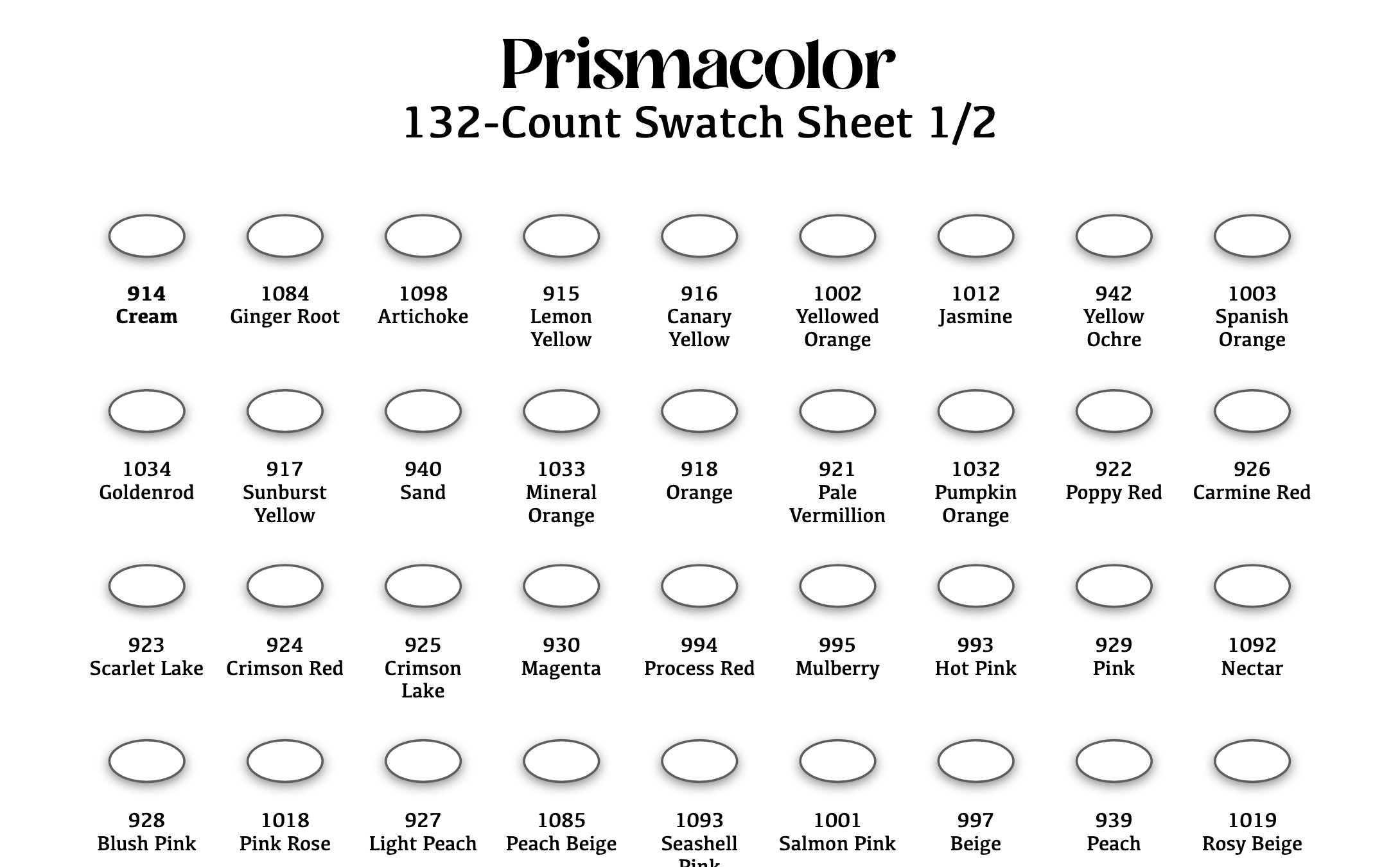 Prismacolor 132-count Swatch Sheet - Etsy