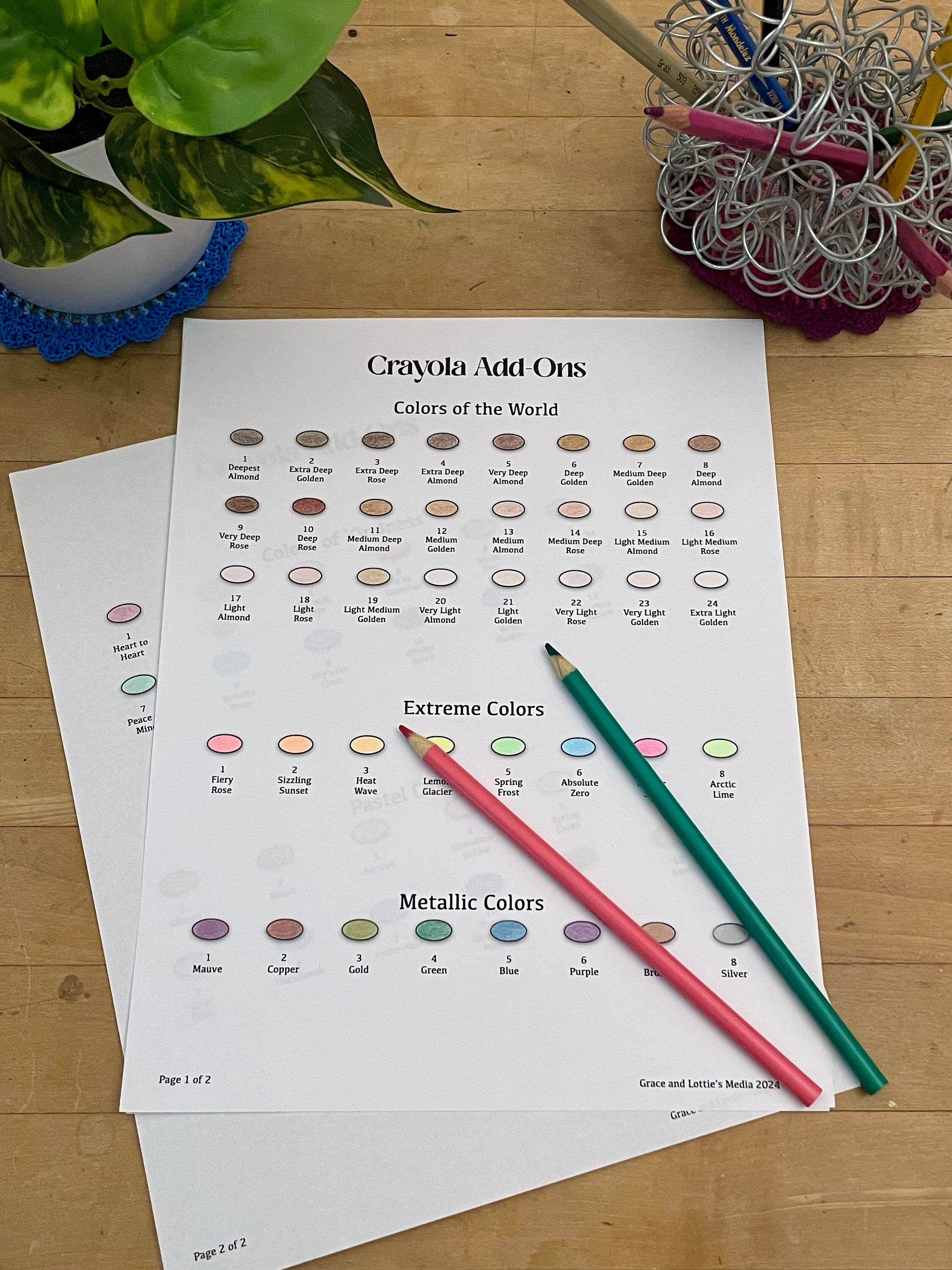 Crayola Specialty Sets Colored Pencil Swatch Chart Printable PDF | Neon ...