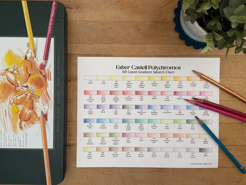 Faber-castell Polychromos 60-count Gradient Swatch Chart - Etsy