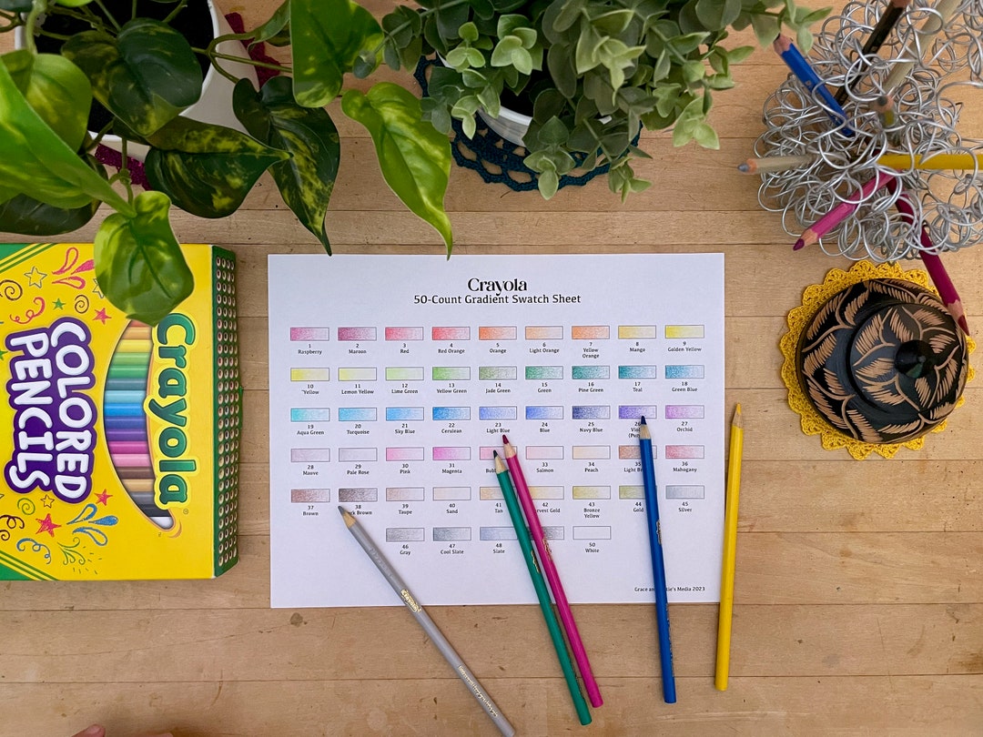 Crayola 50 Count Gradient Swatch Chart Printable PDF | Colored Pencil ...