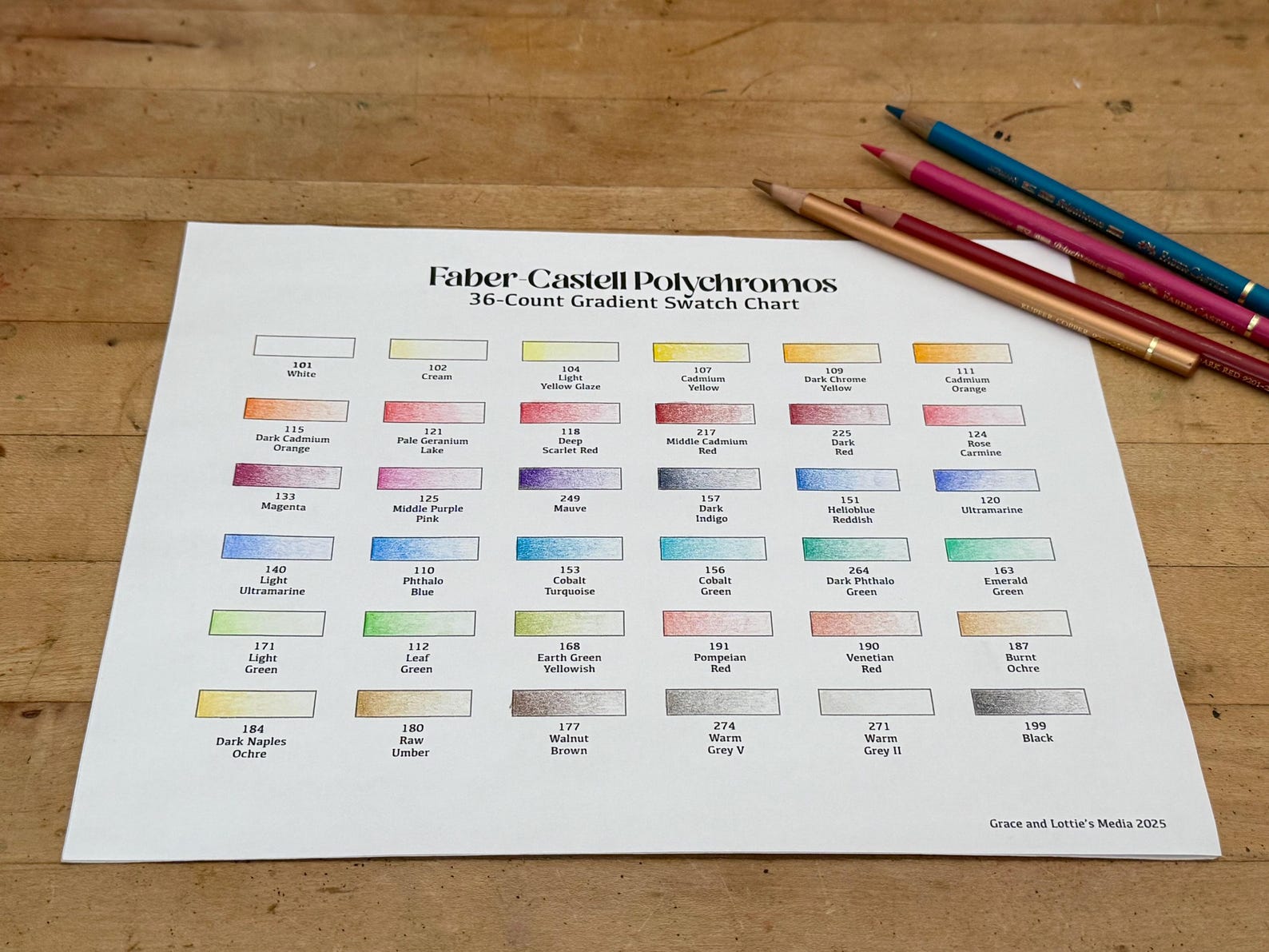 Faber-castell Polychromos 36-count Gradient Swatch Chart - Etsy