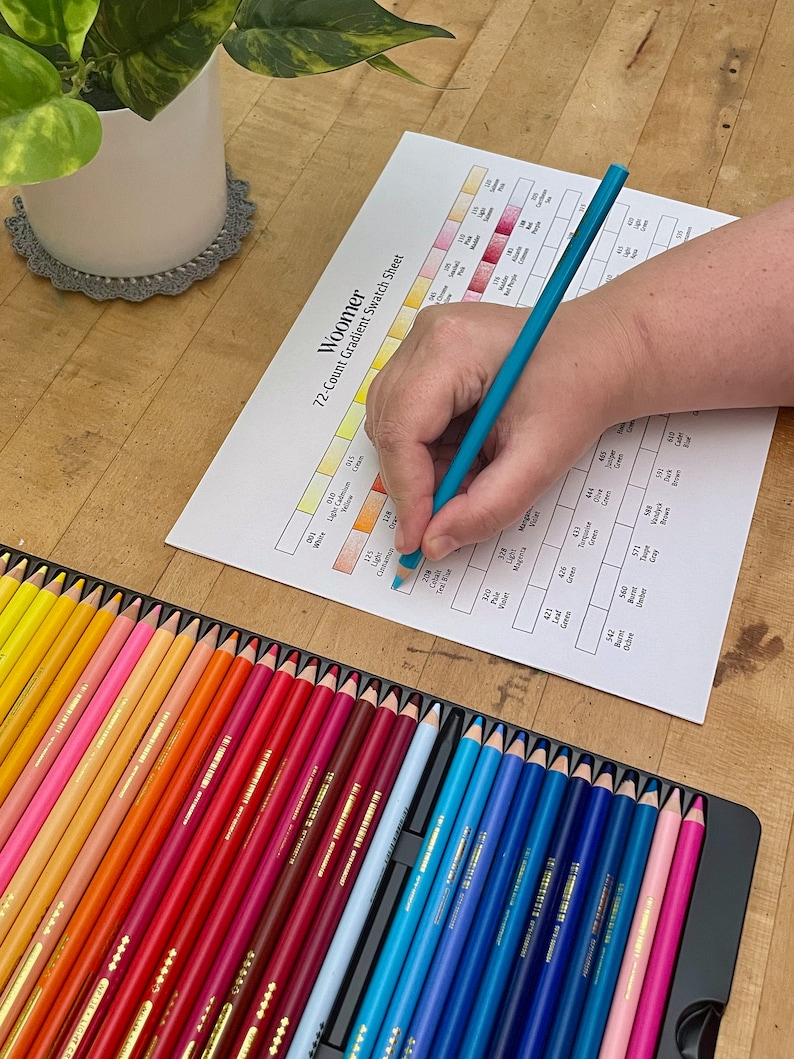 Woomer 72-count Gradient Colored Pencil Swatch Sheet - Etsy