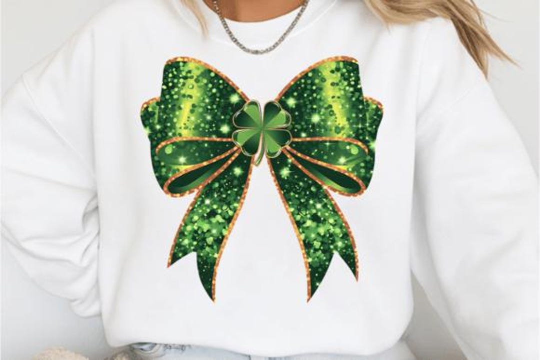 St. Patrick's Day Green Coquette Bow PNG: Trendy Girly Design (digital ...