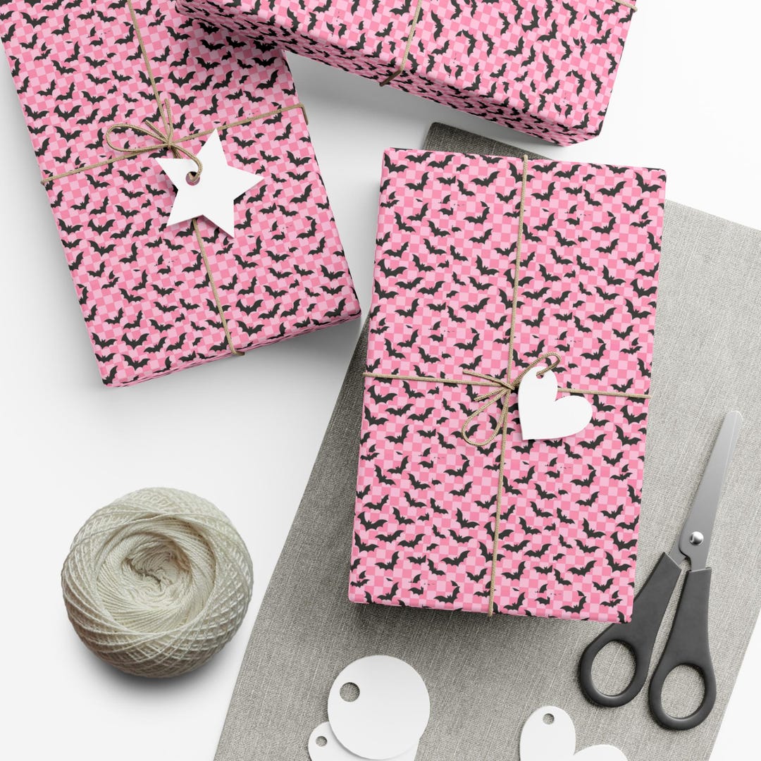 Pink Bat Gift Wrap: Satin or Matte Holiday Wrapping Paper - Etsy