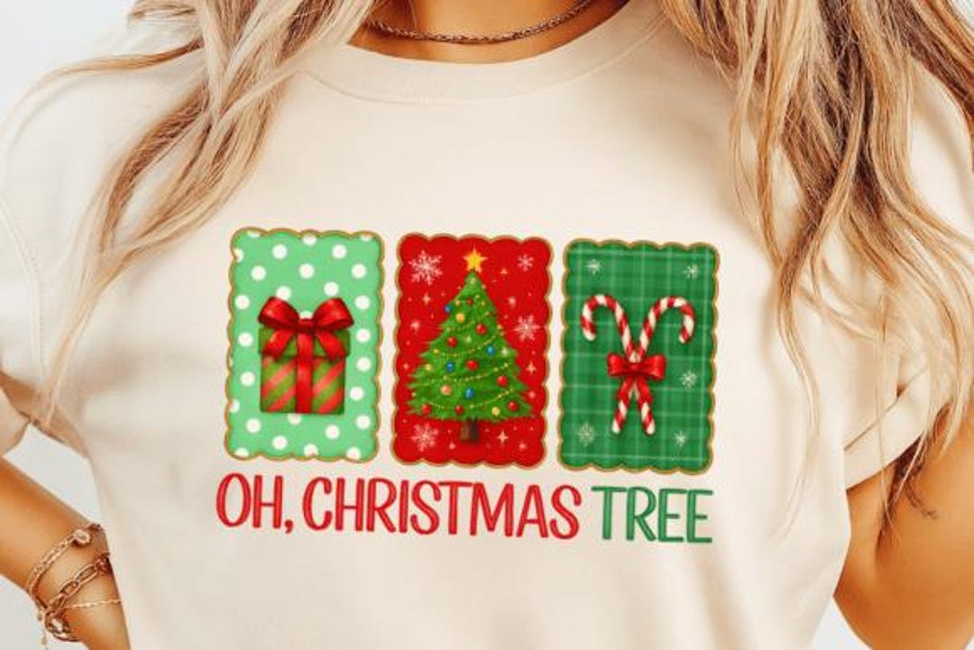 Preppy Christmas Oh Christmas Tree PNG: Candy Canes and Presents ...