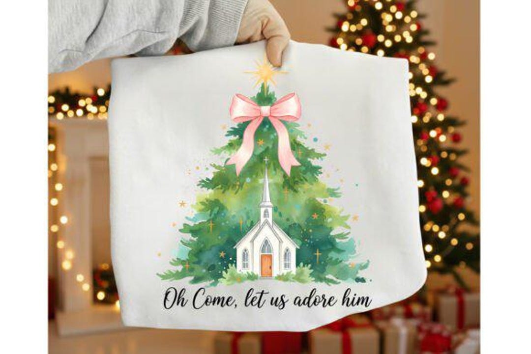 Coquette Christmas Church Scene: Oh Come Let Us Adore Him Christmas ...