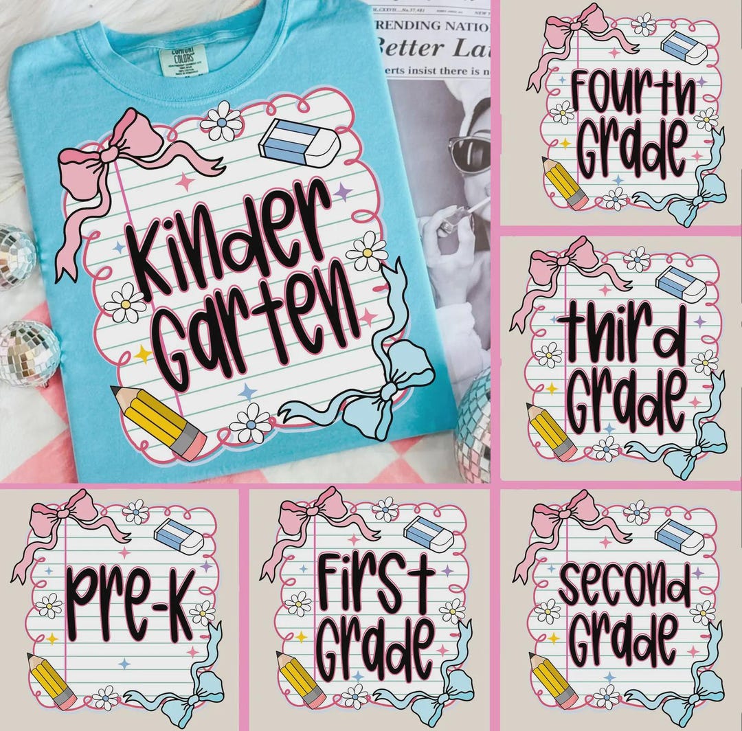Preppy Teacher PNG Bundle: Pink Bows, School Design (digital Download ...