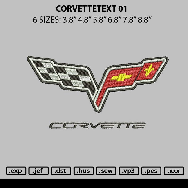 Corvette Embroidery Design - Etsy