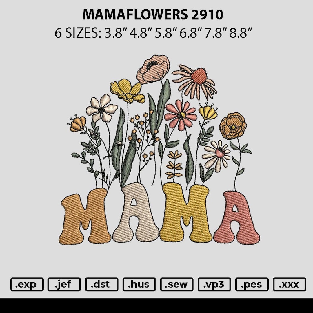 Mama (flowers) Outline Embroidery Design - Etsy