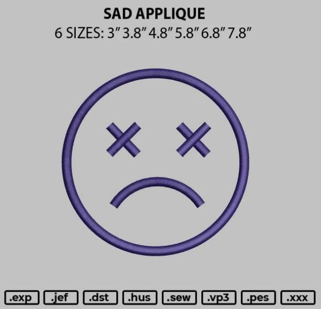 Sad Emoji Face Embroidery Design - Etsy
