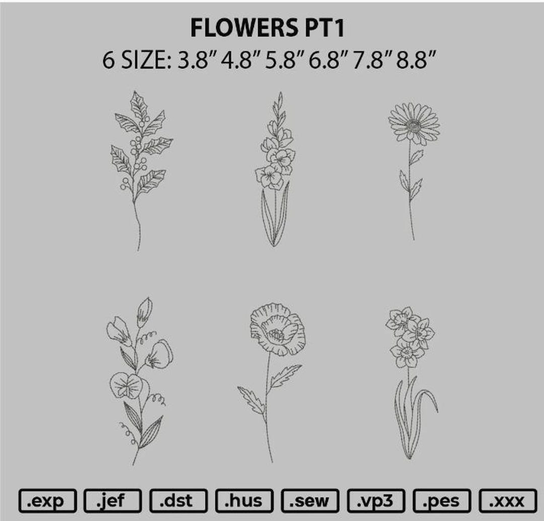 Multiple Flowers Embroidery Design - Etsy