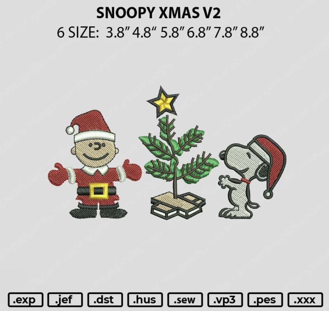 Charlie Brown, Snoopy and a Christmas Tree Embroidery Design - Etsy
