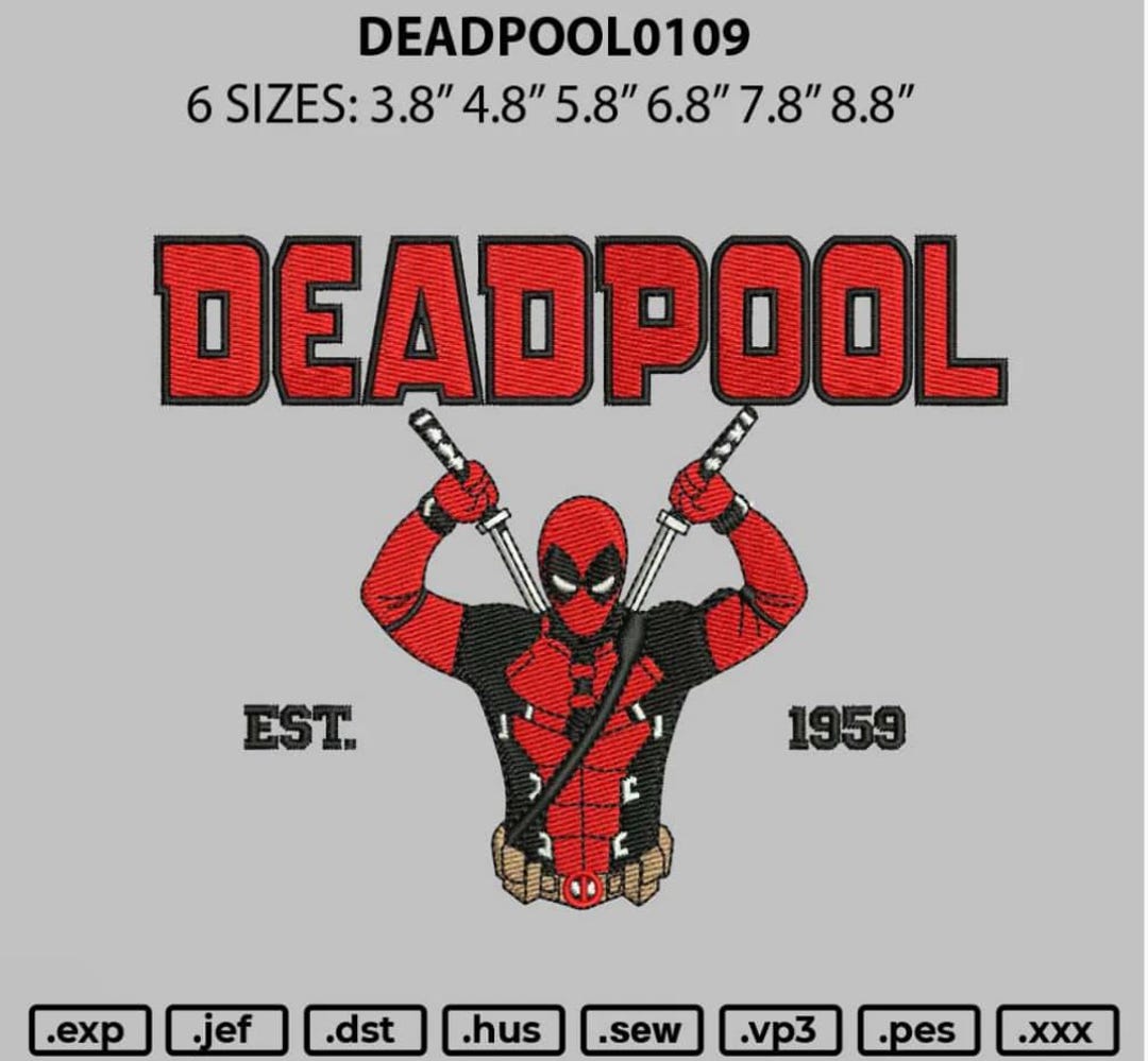 Deadpool Embroidery Design - Etsy